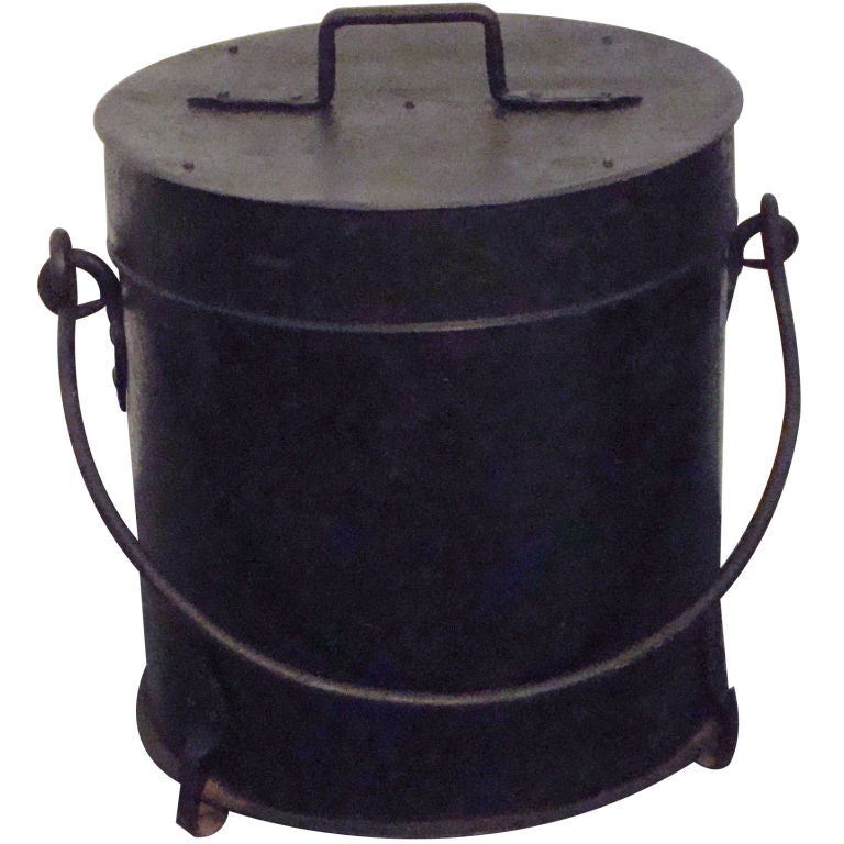 EARLY 19THC IRON and METAL ORIGINAL PAINTED COAL CONTAINER at 1stDibs