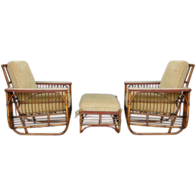 Art Deco Bamboo Lounge Set at 1stDibs