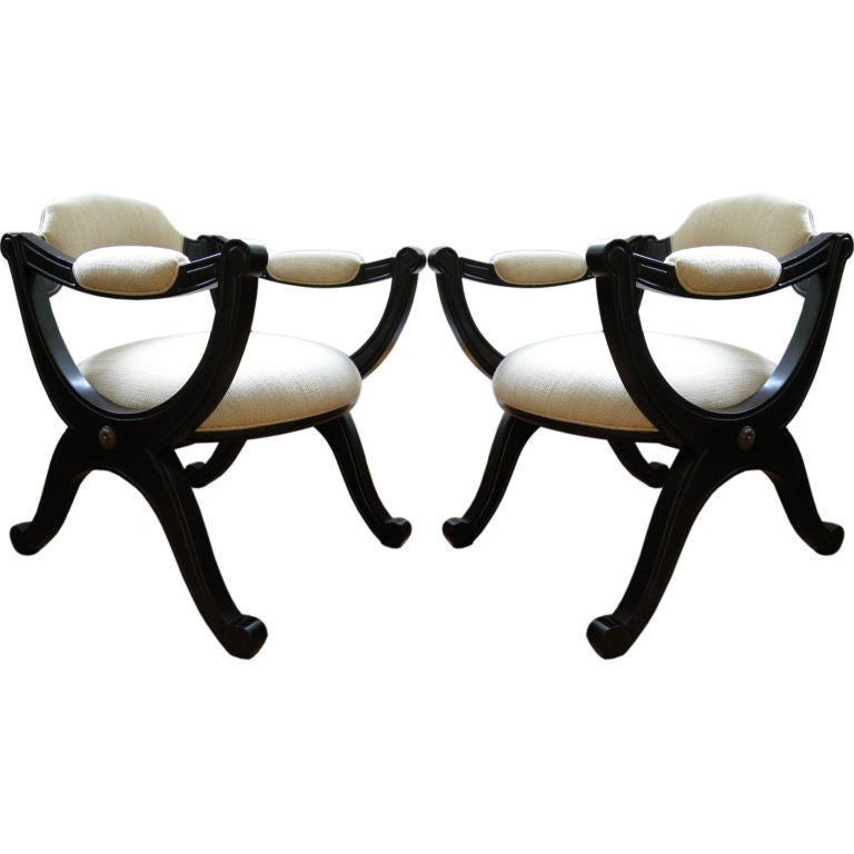Pair, Regency Style Curule Form Chairs. at 1stDibs