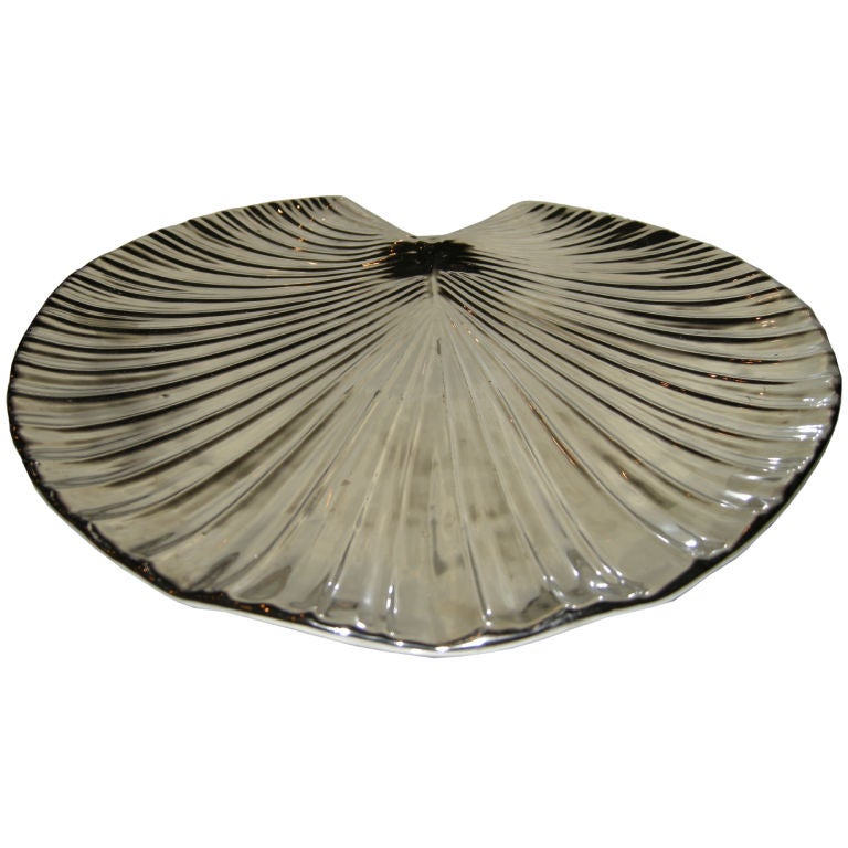 Shell Shaped 1950s Mercury Glass Serving Platter at 1stDibs