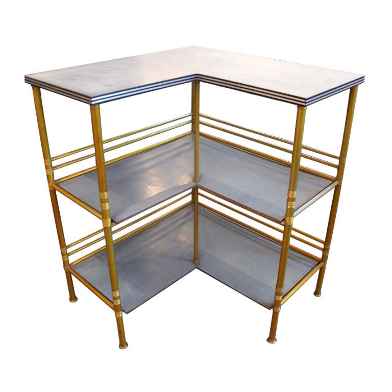 Corner Etagere in Rare Gold Anodized Color at 1stDibs | corner etagere ...