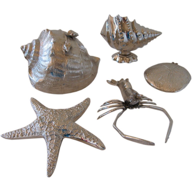 Impressive Grouping of Five Nickel Silvered Sea Objects at 1stDibs