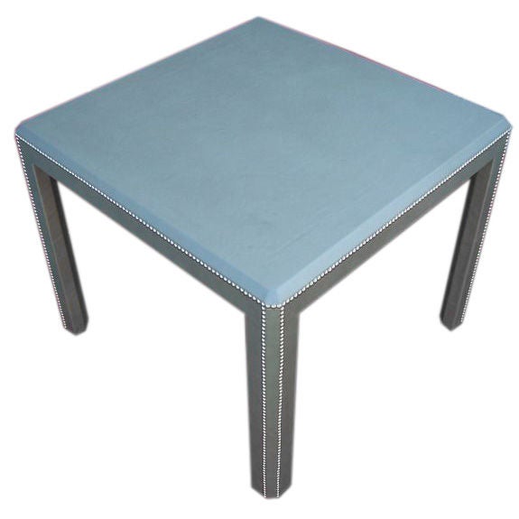 A Leather Clad Parsons/Game Table in Stud Trim at 1stDibs