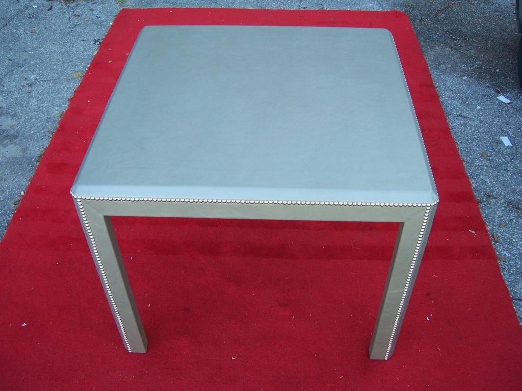 A Leather Clad Parsons/Game Table in Stud Trim at 1stDibs