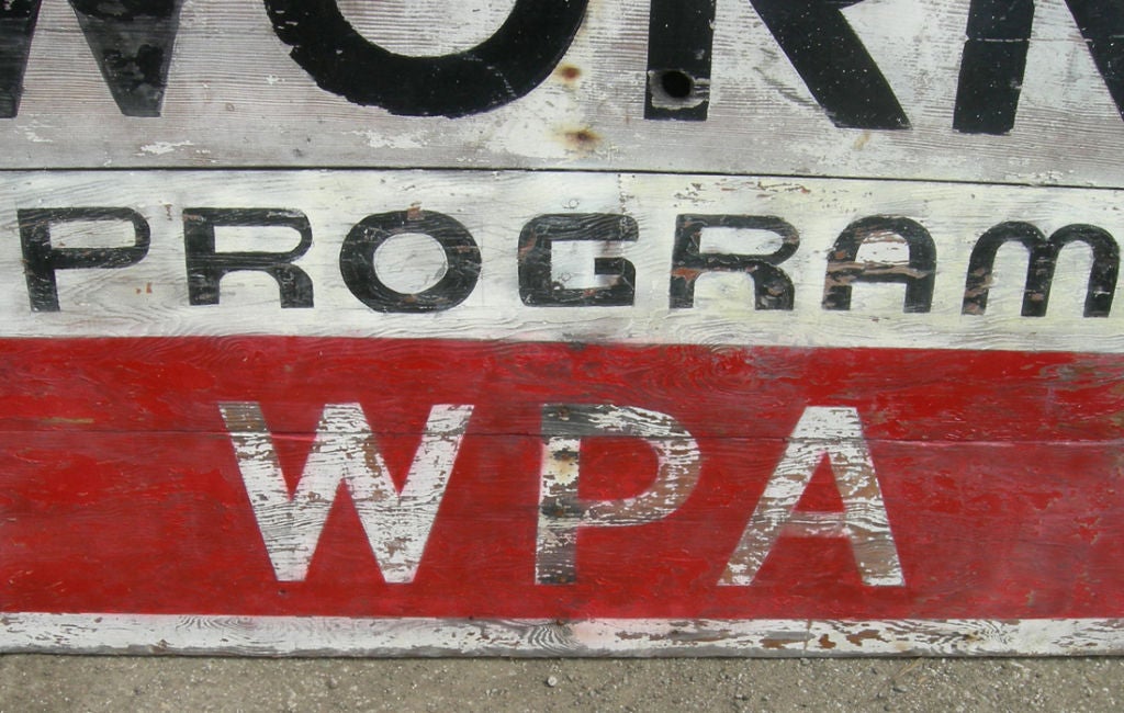 Original WPA Project Site Painted Sign at 1stdibs
