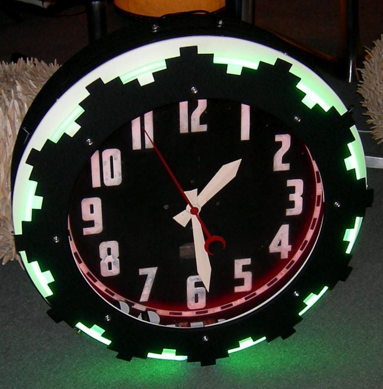 Aztec Neon Wall Clock at 1stDibs | aztec neon clock, aztec clock, aztec ...