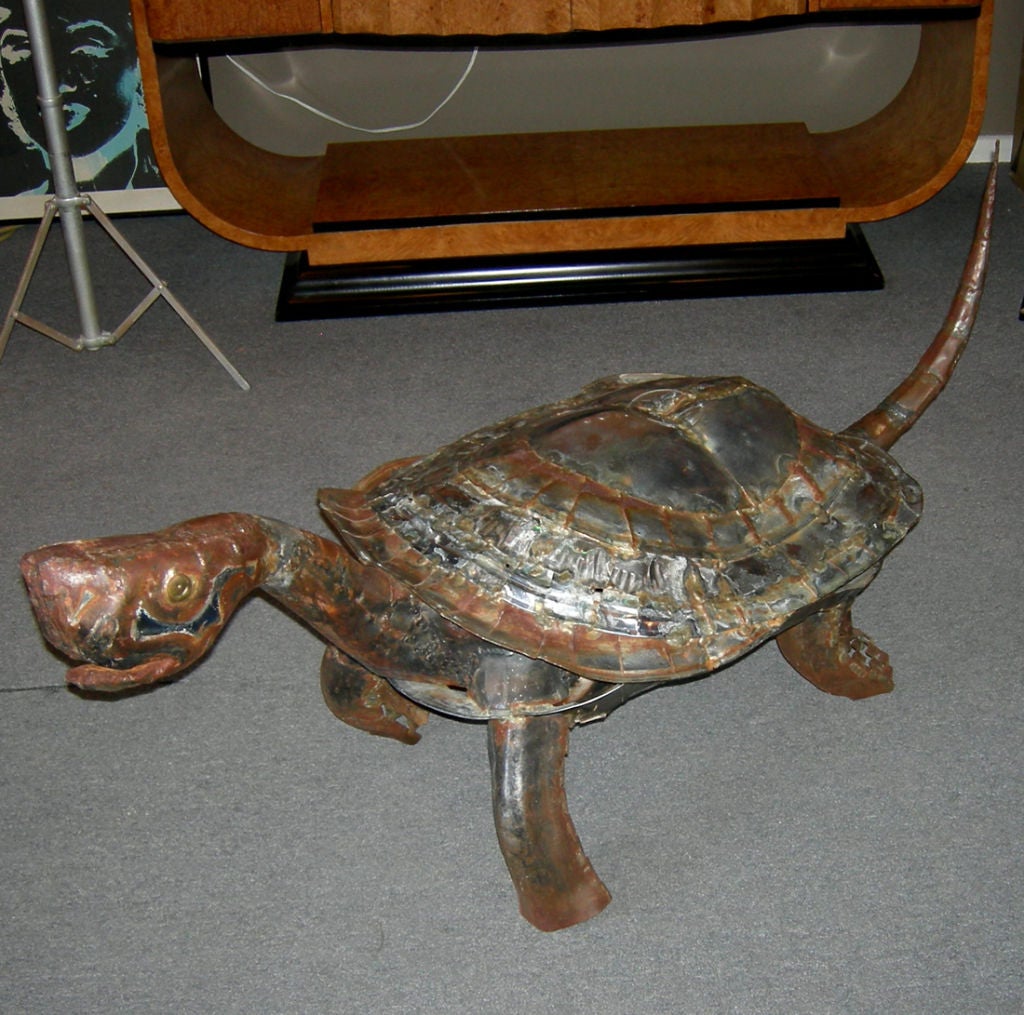 Folk Art VW Hubcap Turtle Sculpture at 1stDibs