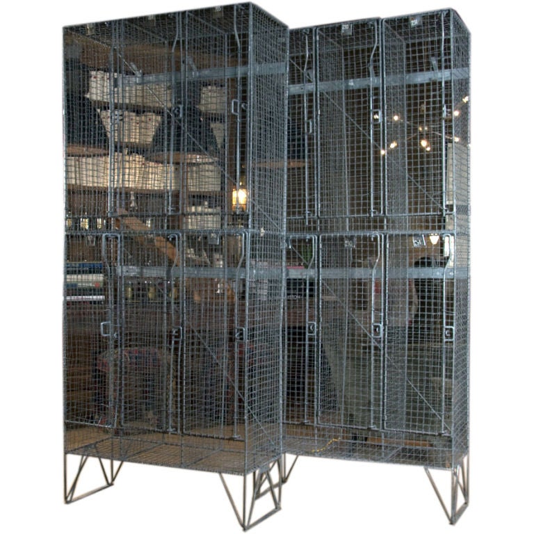 Pair of Belgium Industrial Wire Mesh Lockers at 1stDibs