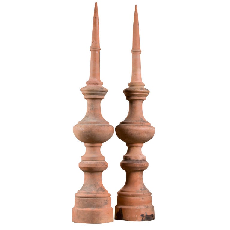 Pair of Massive Terra Cotta Finials at 1stDibs