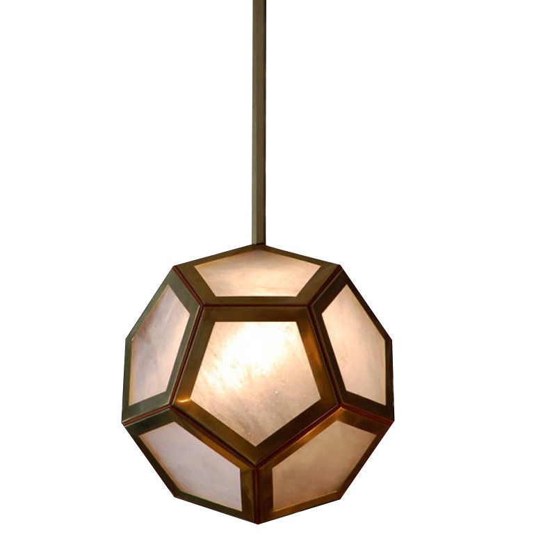 Geometric pentagon lantern with white glass at 1stDibs