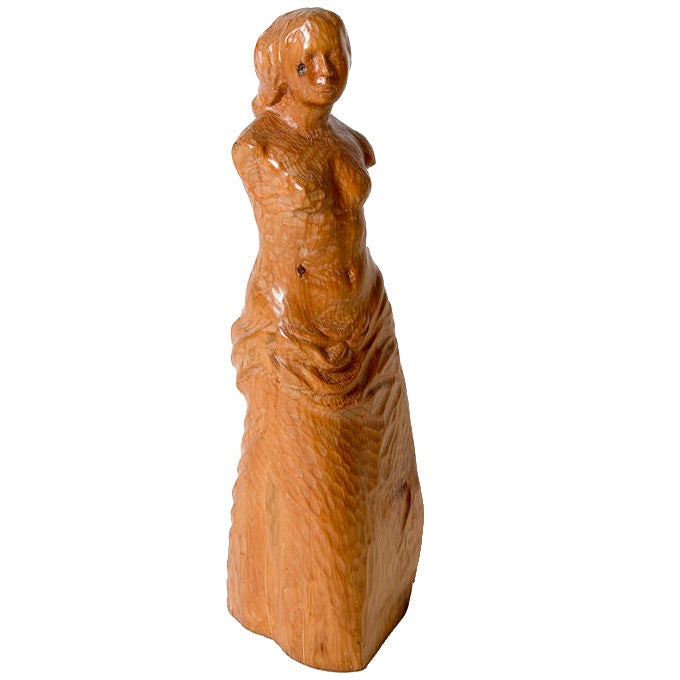 Carved Wood Female Sculpture by Paul Van Lith at 1stDibs