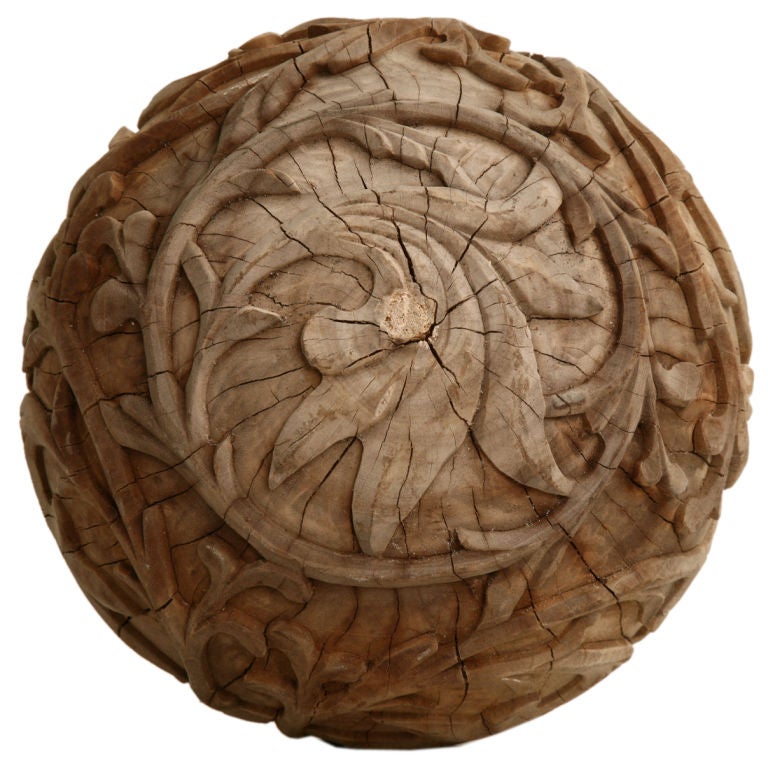 French Hand-Carved Wooden Sphere at 1stDibs | french sphere