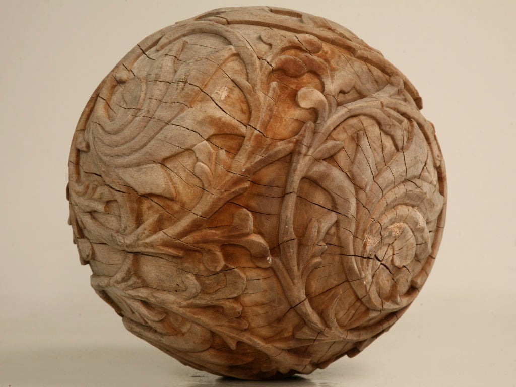 French Hand-Carved Wooden Sphere at 1stDibs | french sphere