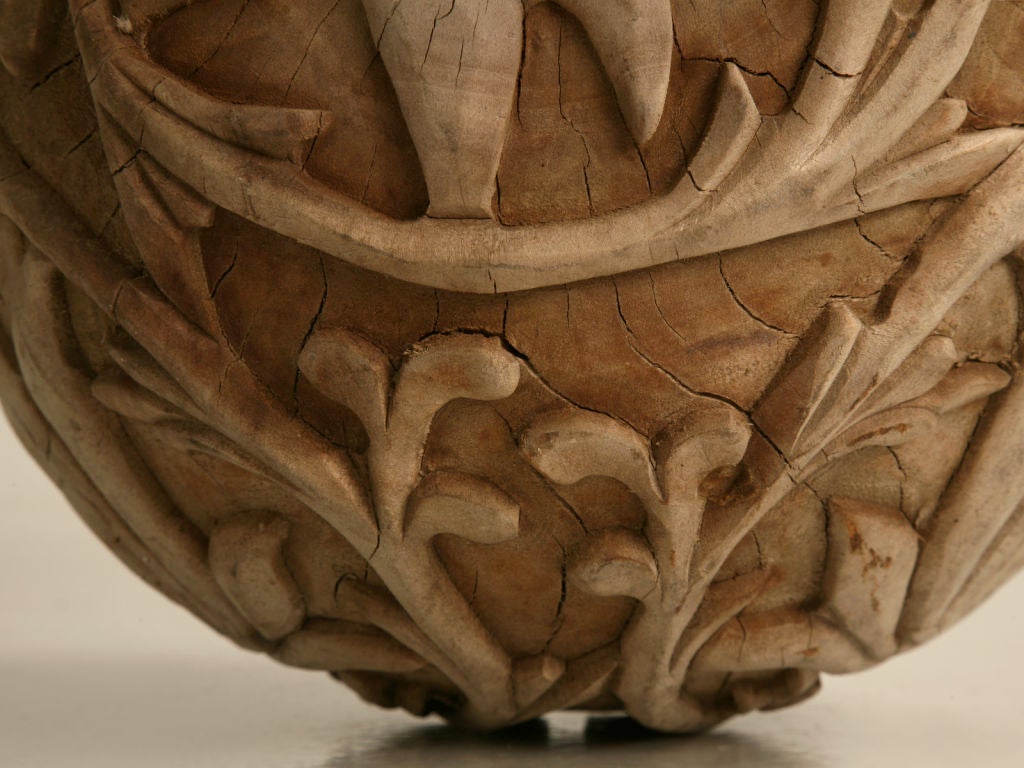 French Hand-Carved Wooden Sphere at 1stDibs