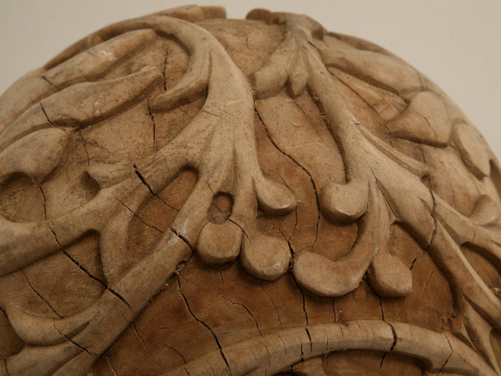 French Hand-Carved Wooden Sphere at 1stDibs