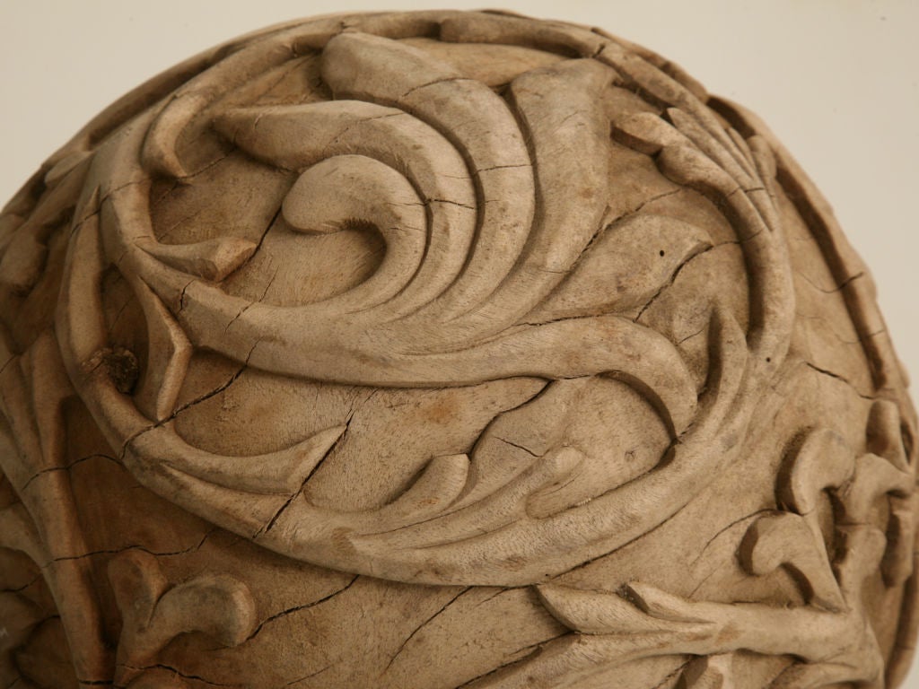 French Hand-Carved Wooden Sphere at 1stDibs