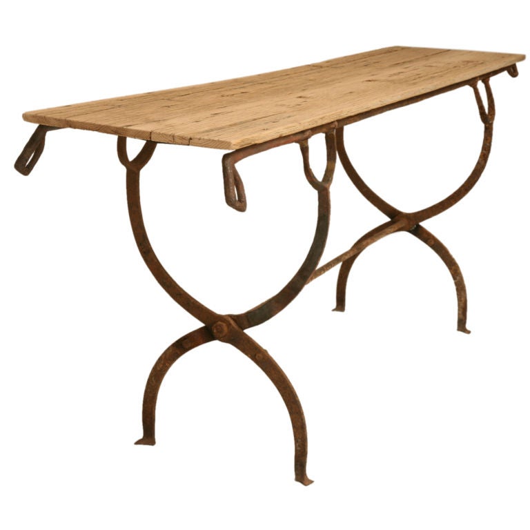 c.1880 Antique French Military Cot Turned Console or Sofa Table at 1stDibs