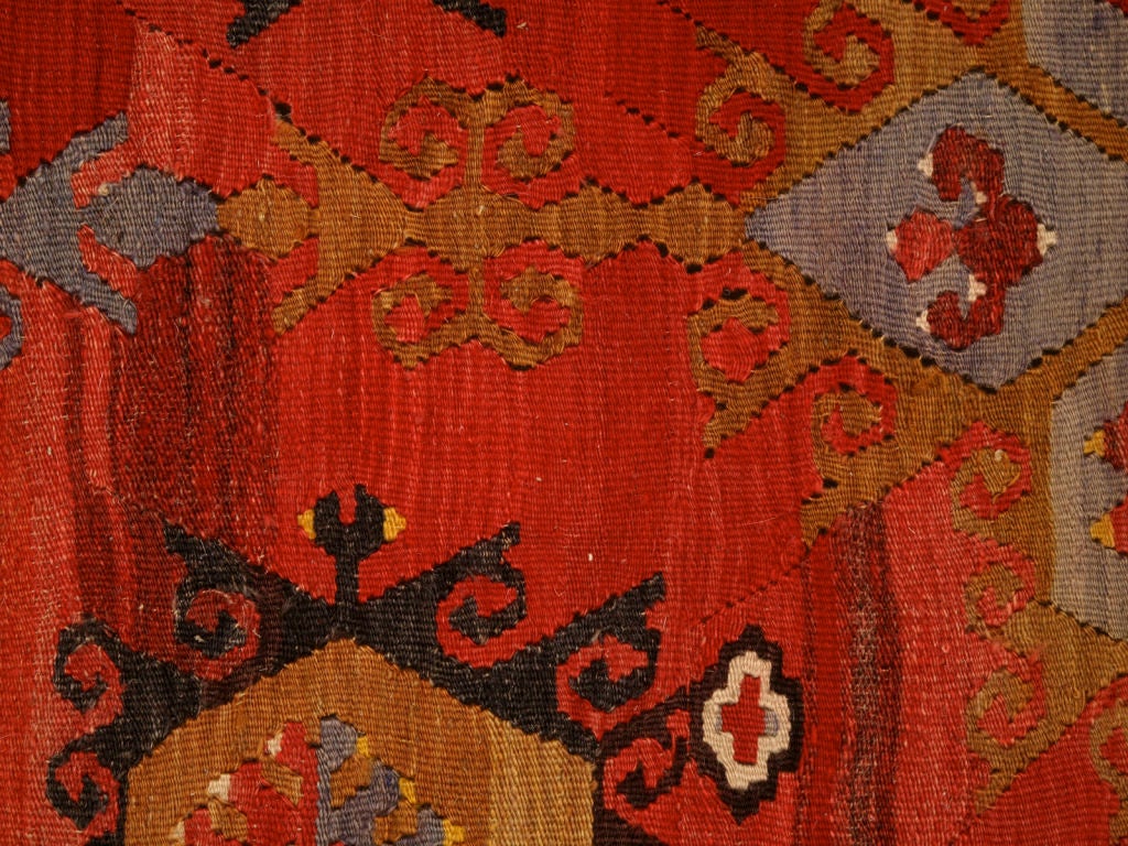 c.1920 Vintage Red Kilim 9' X 11' Rug at 1stDibs
