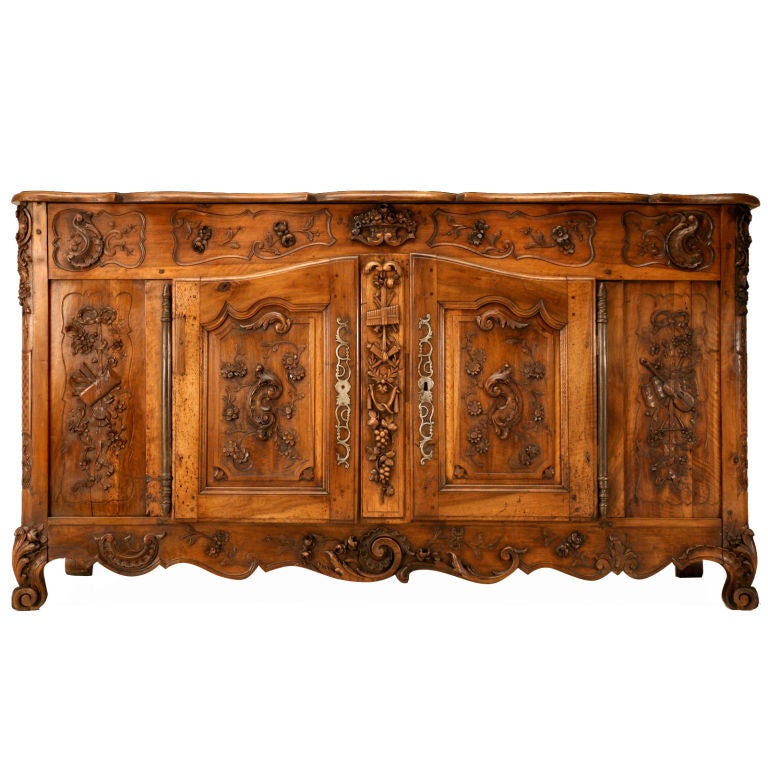 Spectacular18th C. Heavily Carved FrenchWalnut Rococo Buffet at 1stDibs