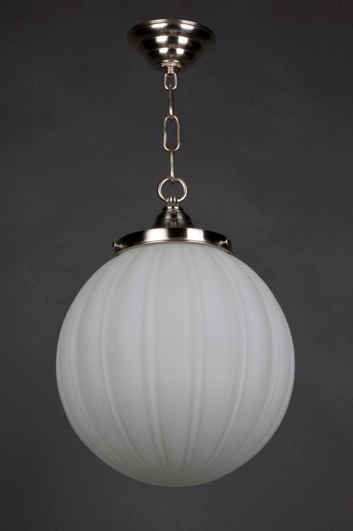 An antique frosted ribbed glass globe pendant at 1stDibs | ribbed glass ...