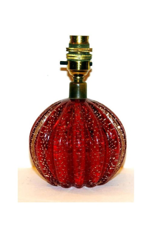 Red Glass Table Lamp at 1stDibs