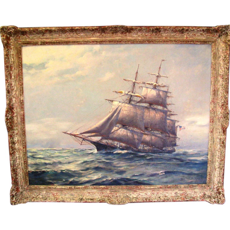 A CLIPPER SHIP AT SEA at 1stDibs