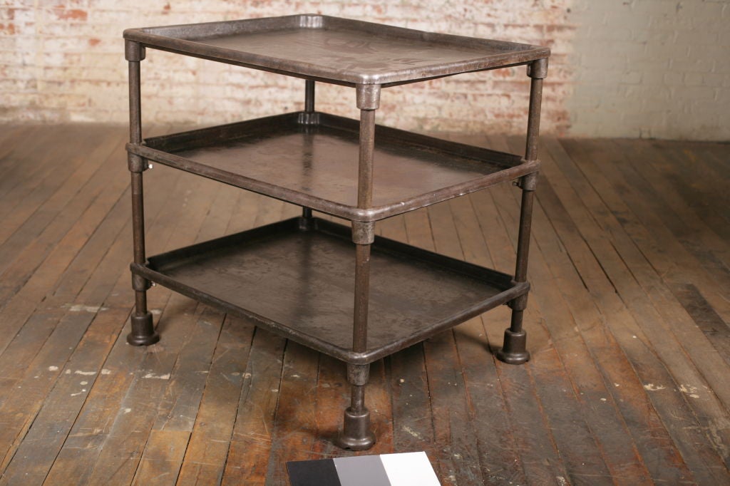 Vintage Industrial 3 Tier Metal Table at 1stDibs | vintage 3 tier metal ...