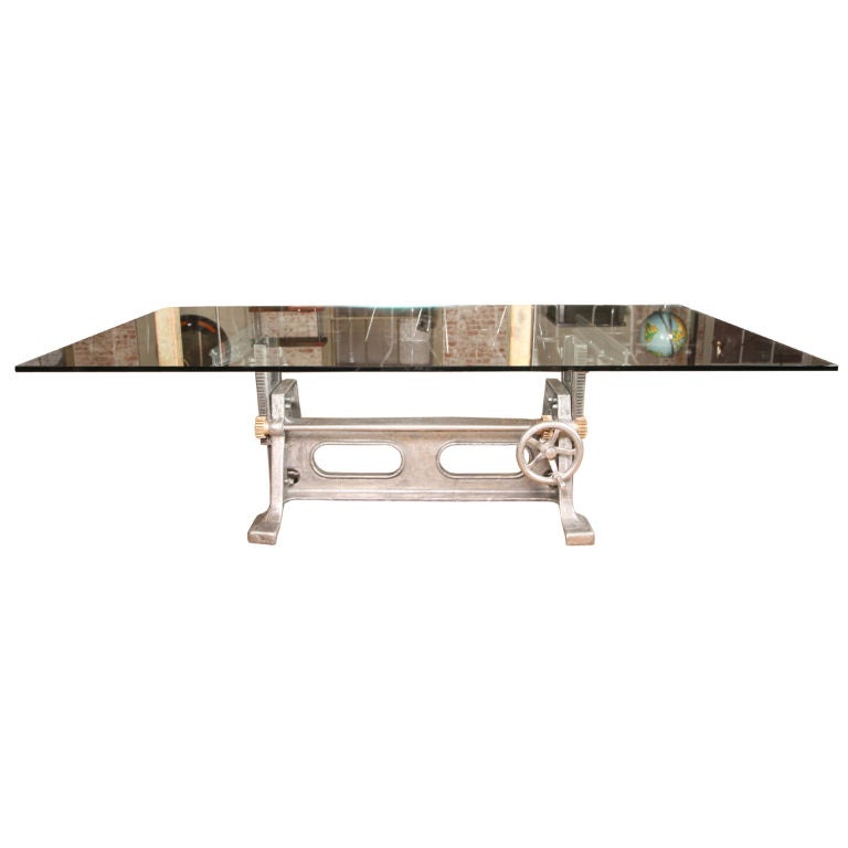 Vintage Industrial Adjustable Cast Iron Table Base at 1stDibs