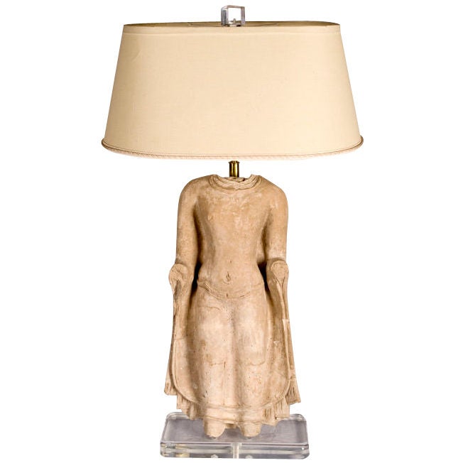 Indian Carved Stone Goddess Sculpture Lamp at 1stDibs