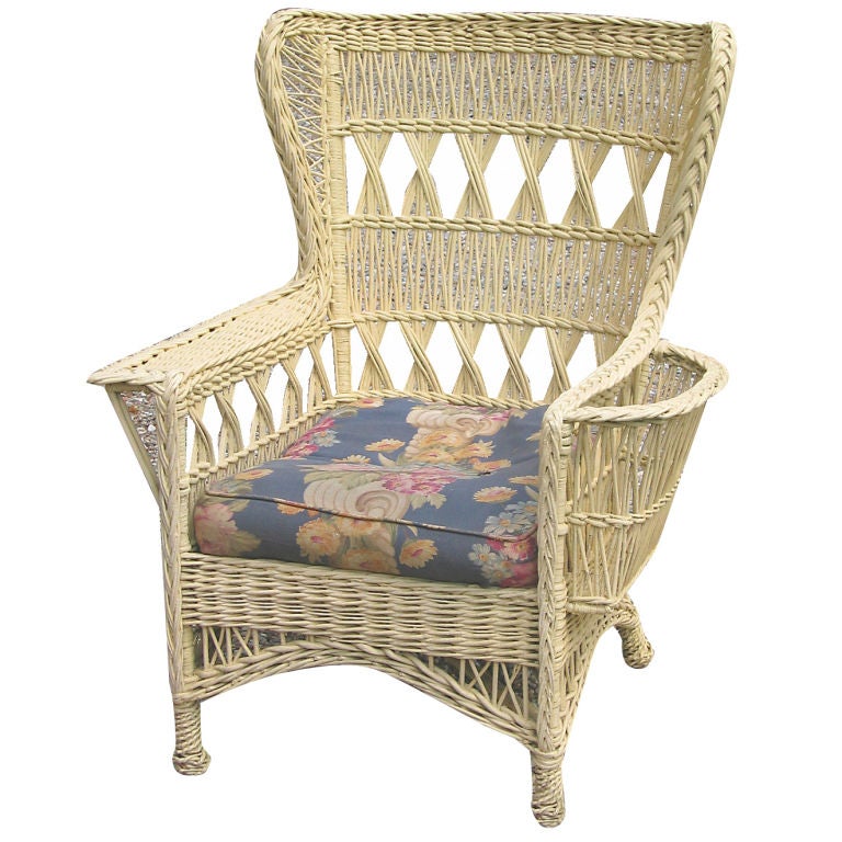 Bar Harbor Wicker Wingback Armchair at 1stDibs