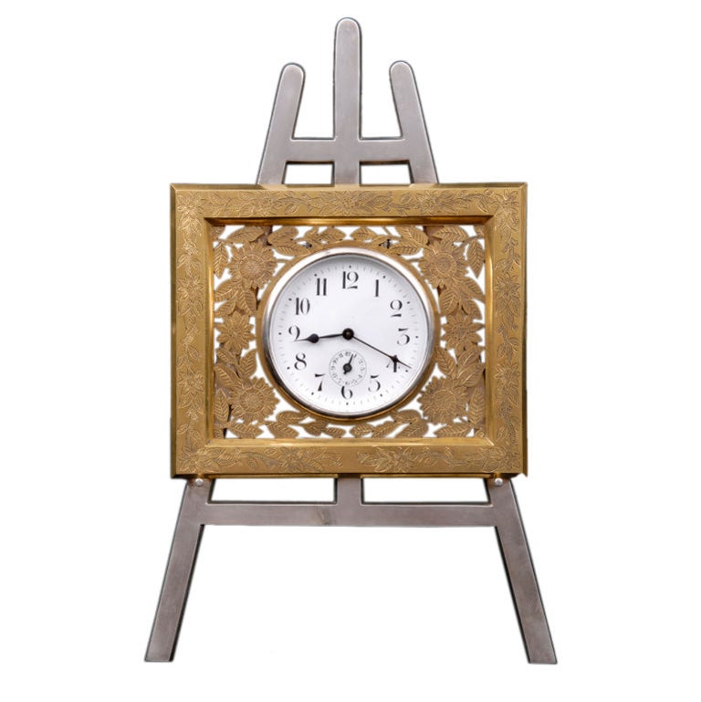 English Gilded Easel Clock For Sale at 1stDibs