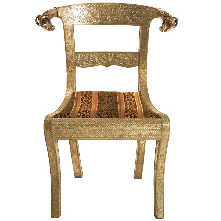 Intricately Detailed Ram's Head Chair at 1stDibs