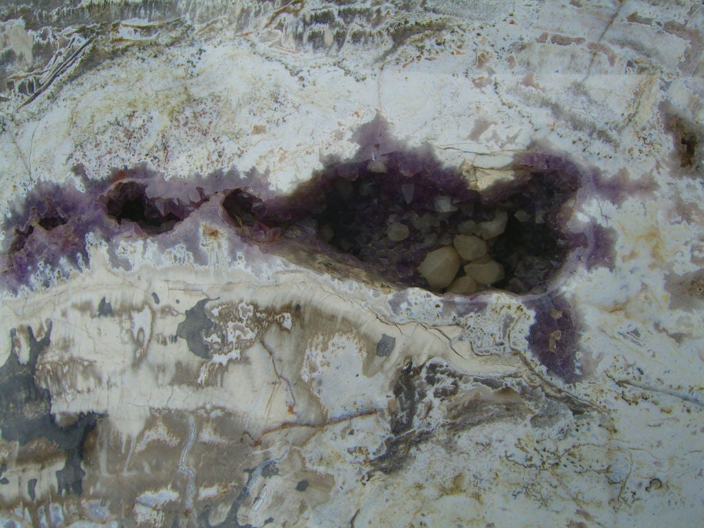 Large specimen polished Petrified wood boulder w/ amethyst vein at 1stDibs