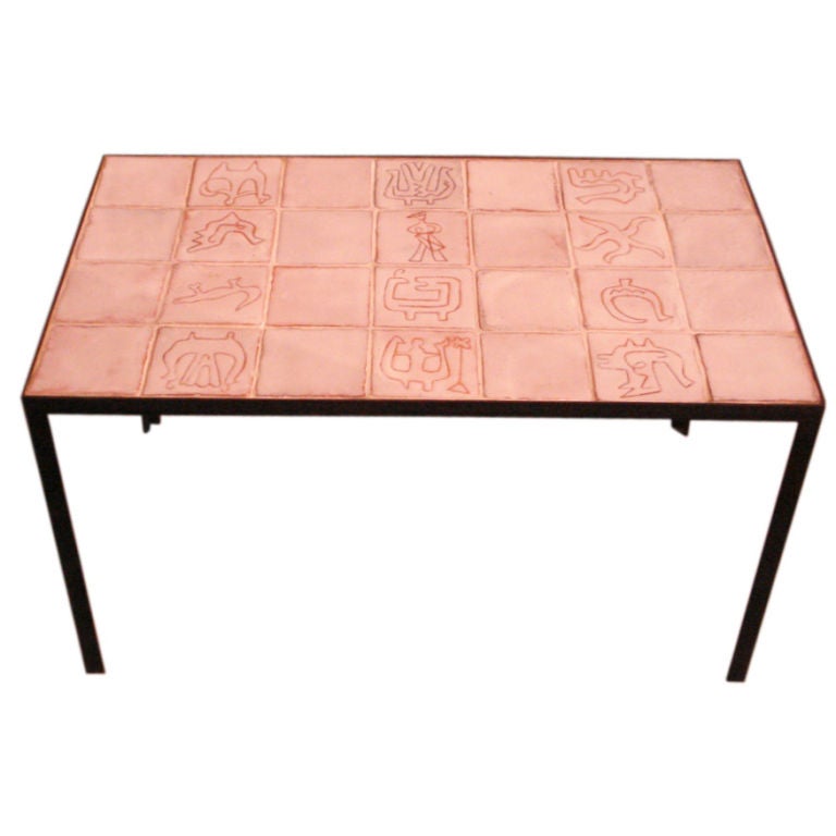 Roger Capron tile top table For Sale at 1stDibs