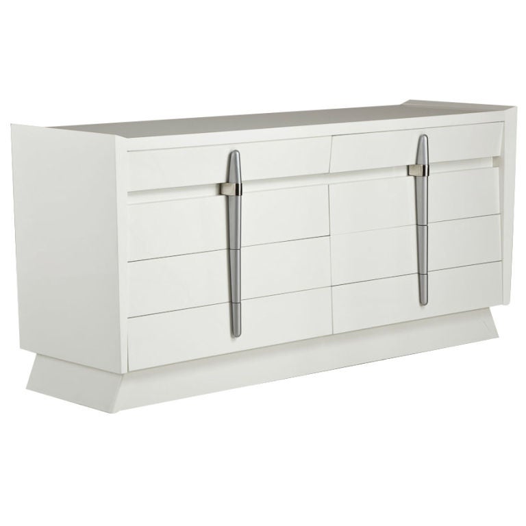 An Ivory Lacquered Eight Drawer Commode 1950s at 1stDibs