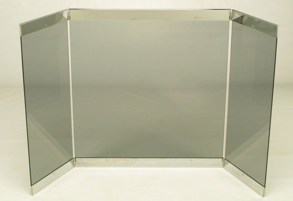 Smoked Glass and Chrome Fireplace Screen at 1stDibs