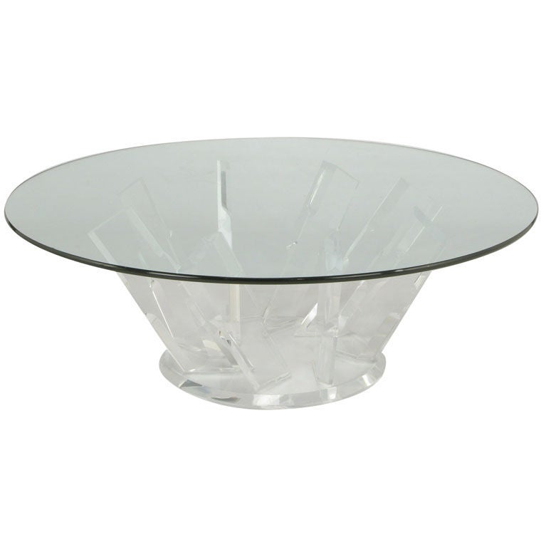 Round Lucite Eight-Blade Coffee Table at 1stDibs