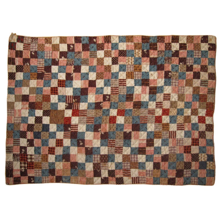 Antique Child's Quilt: Four-patch Variation. at 1stDibs
