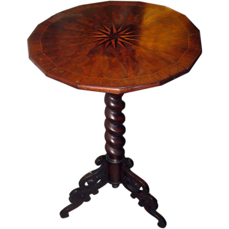 19th C. Inlaid Continental Tilt-Top Table at 1stDibs