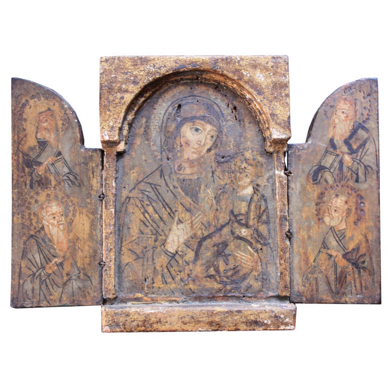Early Greek Triptych Icon at 1stDibs