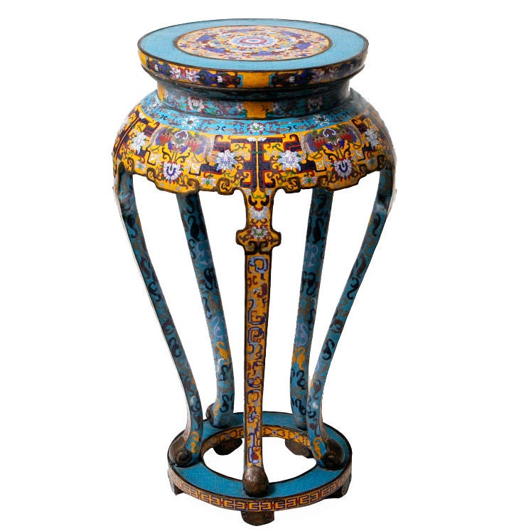 CLOISONNE PEDESTAL TABLE at 1stDibs