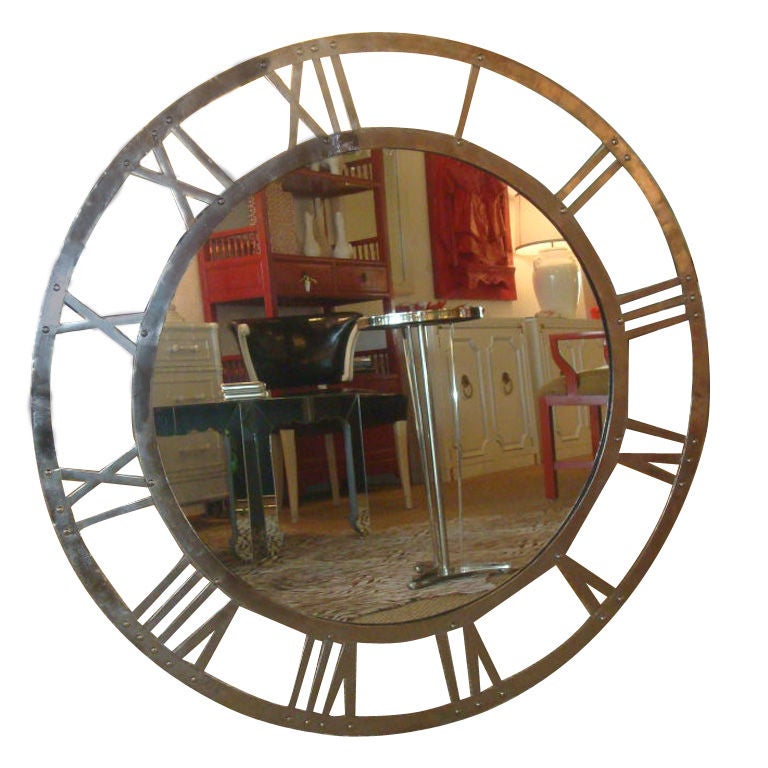 Vintage Round Roman Numeral Mirror at 1stDibs