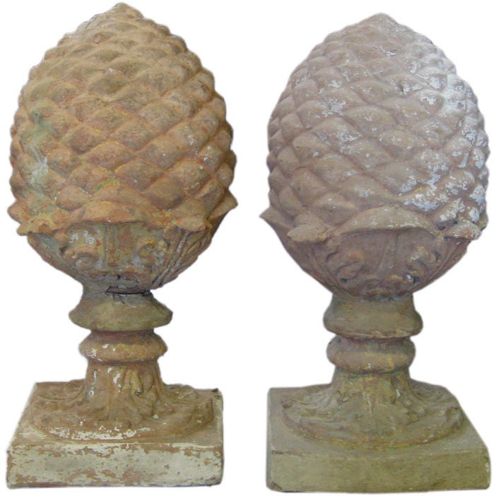 Pair 19th c. Terracotta Finials at 1stDibs