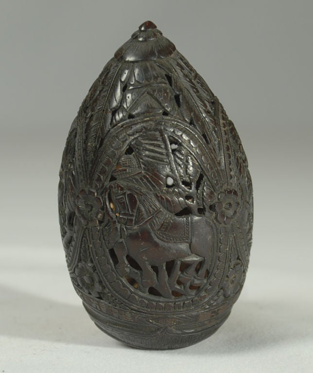 Fine Antique Mexican Scrimshaw Carved Coconut Bank - Circa 1900 at 1stDibs