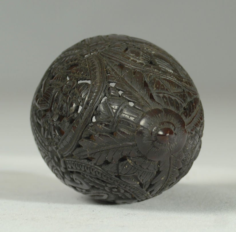 Fine Antique Mexican Scrimshaw Carved Coconut Bank - Circa 1900 at 1stDibs