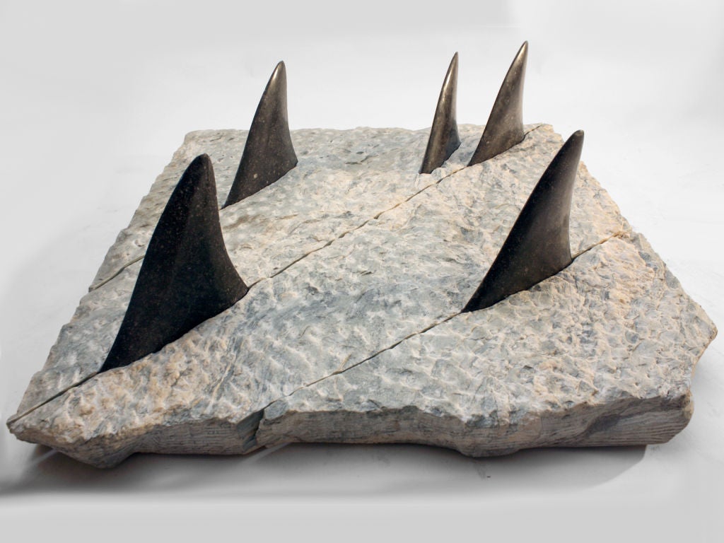 Incredible Marble and Glass "Shark" Coffee Table at 1stDibs