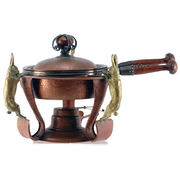 Heinrichs Sterling Silver Copper Bronze Rabbit Chafing For Sale at 1stDibs