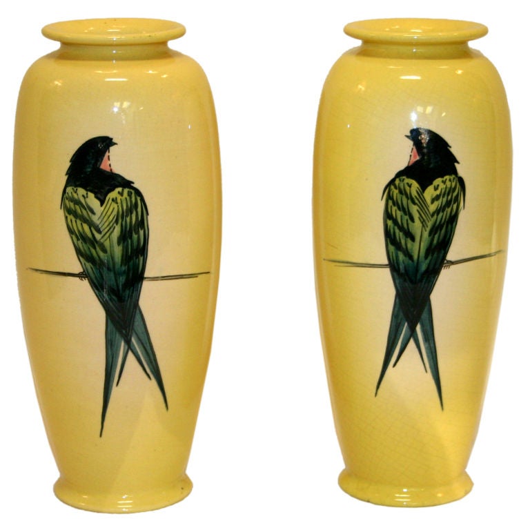 Pair English Art Pottery Vases by William Ault at 1stDibs