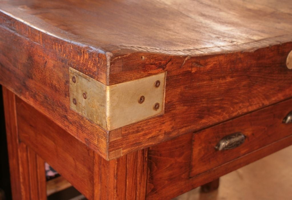 French Antique Solid Oak Butcher's Block Table at 1stDibs | oak butcher ...