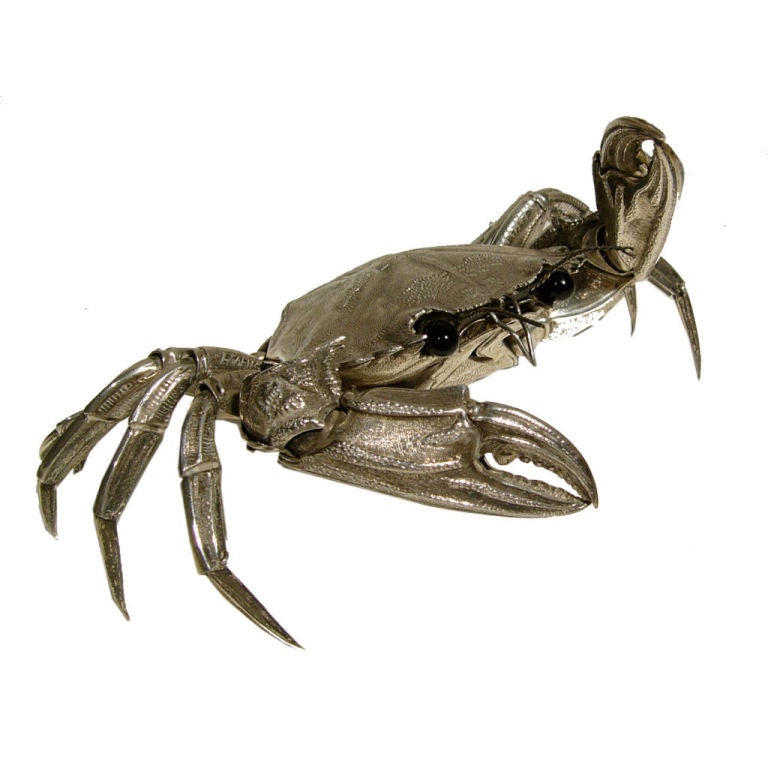 Continental Articulated Sterling Silver Crab at 1stDibs
